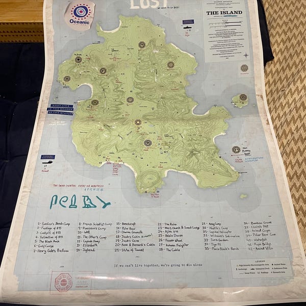 Lost Island Map Poster, Dharma Initiative Print, Lost TV Series Map ...