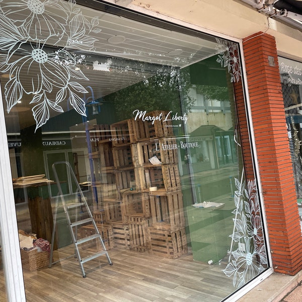 Flower Decals for Shop Display Window, Window Decoration, Outdoor ...