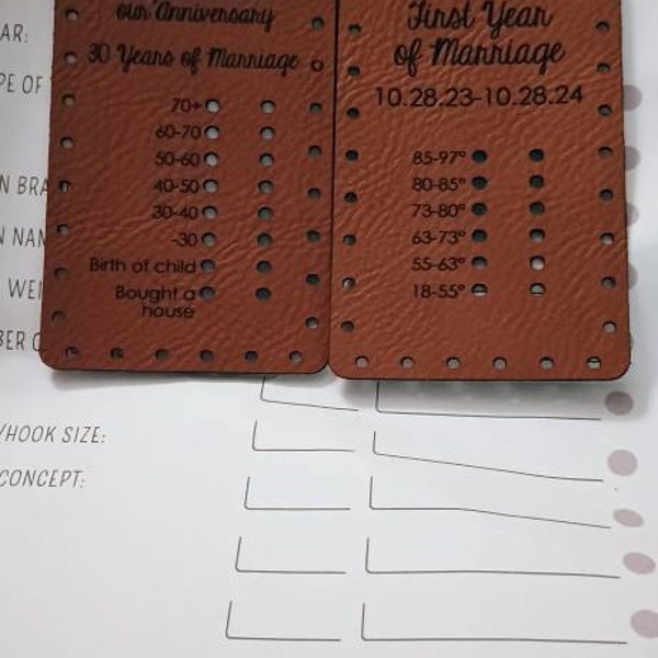 Personalized Faux Leather Temperature Blanket Color Palette Label - Etsy