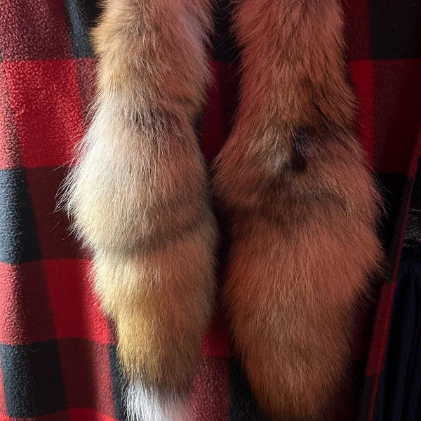 Triple Red Fox Pelt Mantle, Cape on Brown Leather Base - Etsy