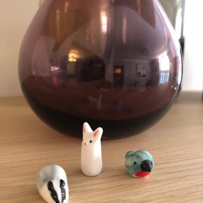 Little Badger Terrarium Figurine Miniature Ceramic Porcelain Animal ...