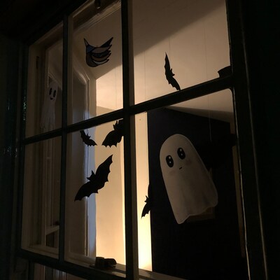 Cute White Ghosts Window Sticker Pack, Ghost Window Stickers, Halloween ...