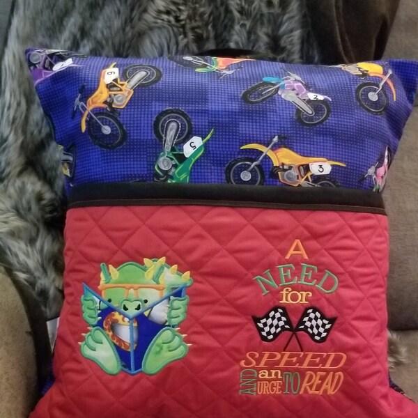 Racing Subway Art, Pocket Pillow Embroidery Saying, Reading Pillow ...