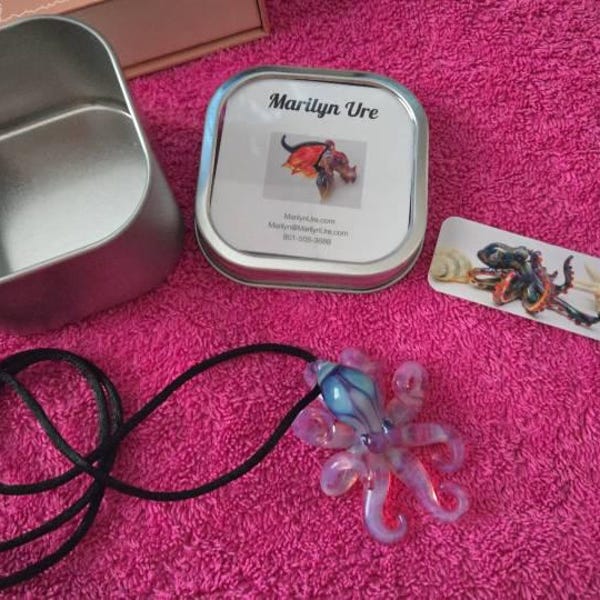 The Lustrous Blue Alien Kraken Collectible Wearable Boro Glass Octopus ...