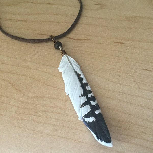 CUSTOM - 3-inch Leather Feather Pendant - Bird Feather Necklace - Etsy