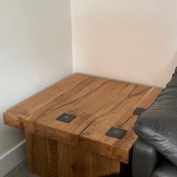 Hand-crafted Square Oak Sleeper Coffee Table With Pedestal Base ...