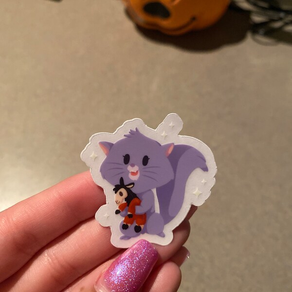 Yzma Cat With Kuzco Llama Plushie Transparent Sticker/ Laptop iPhone ...