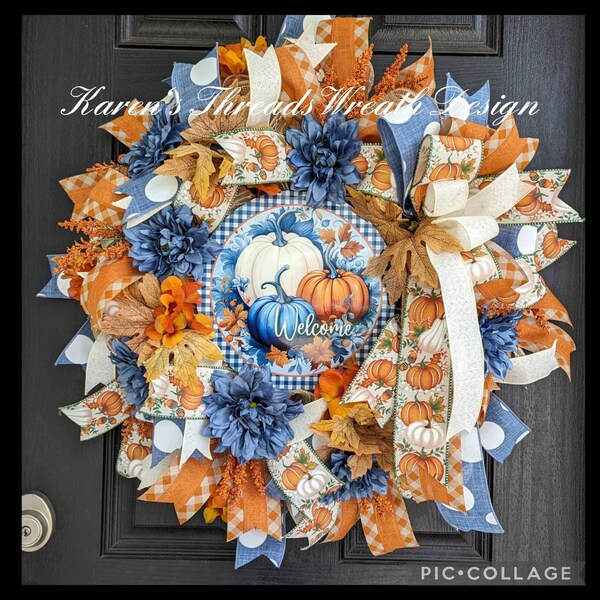 Round Fall Wreath Sign, Fall Wreath Sign, Personalize It by Pam, Signs ...