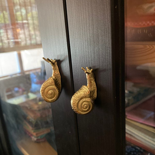 Snails Brass Knobs and Pulls/drawer Knobs/custom Engraved Cabinet Pulls/wardrobe Pulls/offices ...