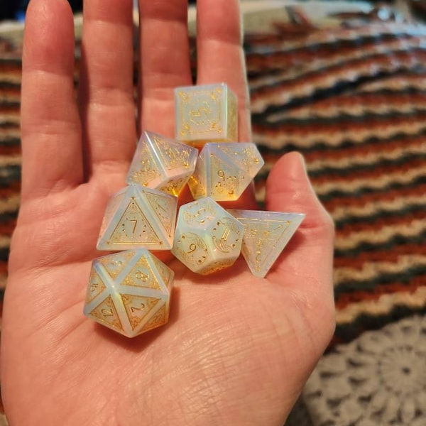 Full Opal Set - Dungeons and Dragon Raised Dice, RPG Game Electroplated ...