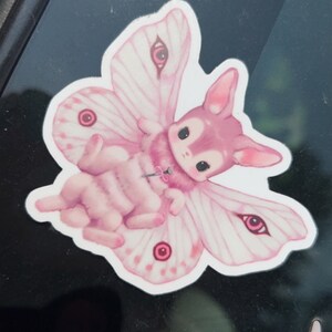Creepy Cute Sticker Moth Rabbit Kitsch Bunny Art on Waterproof Vinyl - Etsy