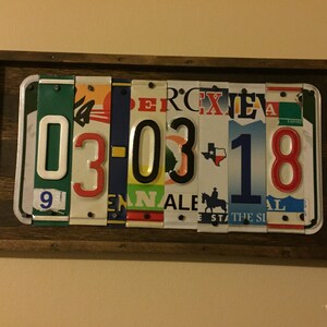 Custom date sign anniversary or wedding license plate art | Etsy
