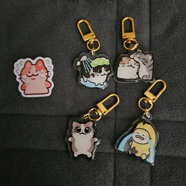 Cat Meme Keychain Double-sided Acrylic Charm - Etsy