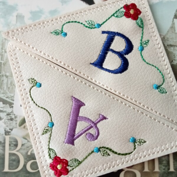 Floral Corner Bookmark Satin Stitch, Digital Files, Machine Embroidery ...
