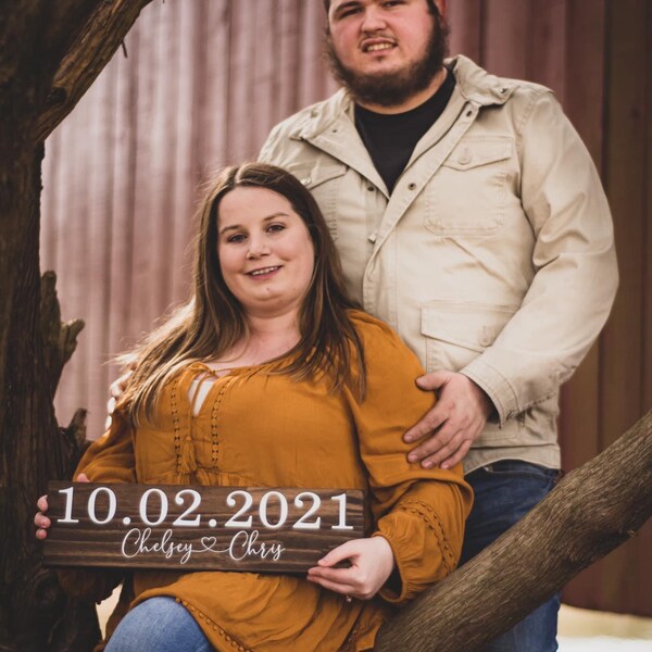 Save the Date Sign, Wedding Announcement Sign, Engagement Photo Prop ...