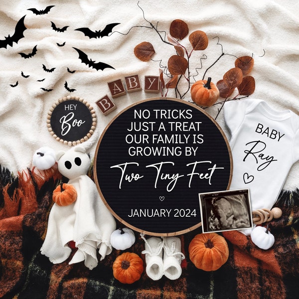 Halloween Pregnancy Announcement Digital Fall Baby Announcement Spooky ...