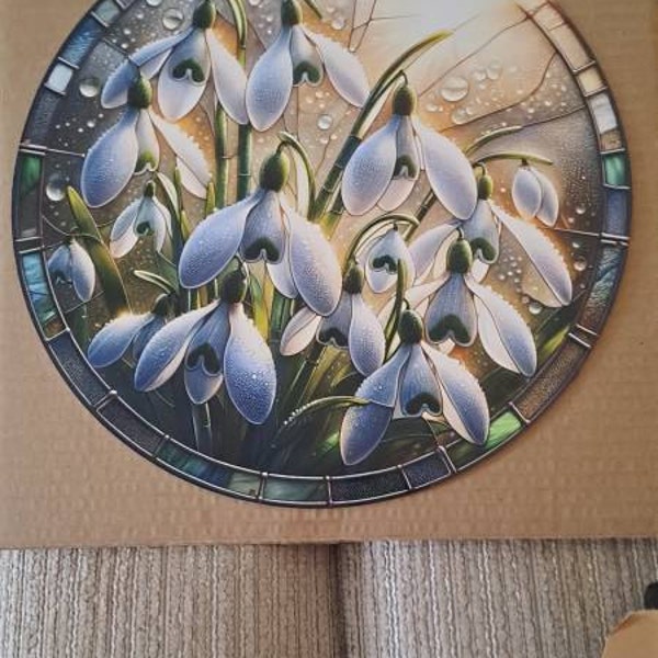 Spring Snowdrop Sign, Faux Stained Glass Snowdrops Sign, Metal Sign ...