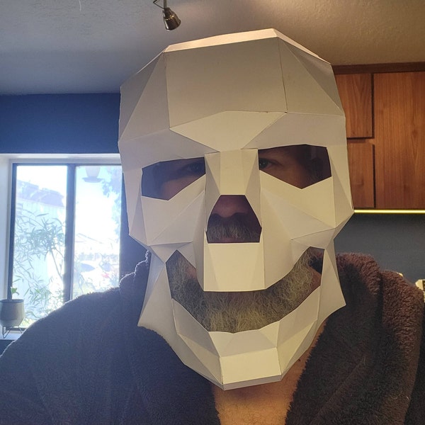 Skull Mask 3D Papercraft Template: Low Poly Halloween Costume (PDF ...