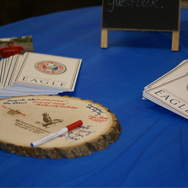 Eagle Personalized Guest Book. Court of Honor Guest Book. Natural Wood ...