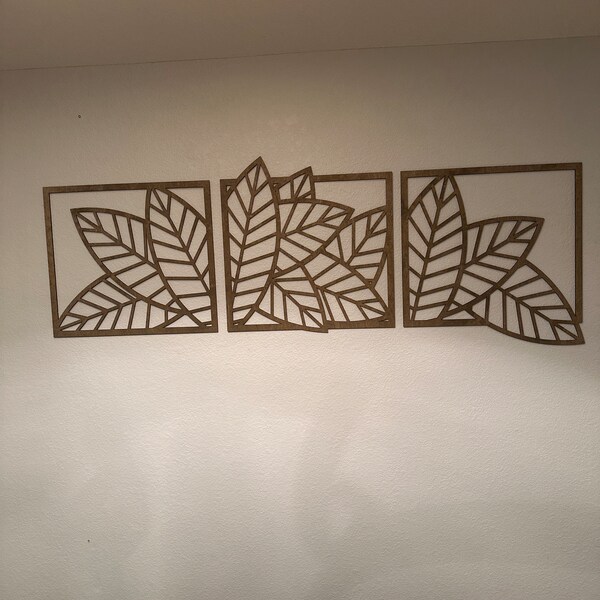 Macrame Leaf Wall Hanging Nature Wall Art Wooden Leaf Triptych Wall ...