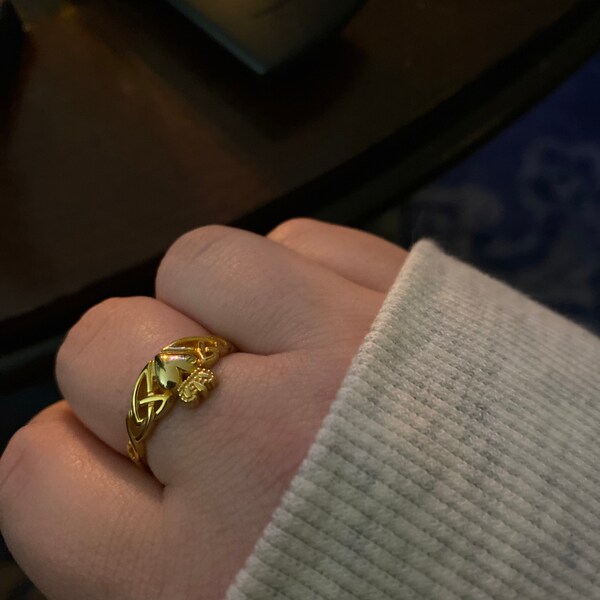 Sterling Silver Claddagh Ring, Gold Celtic Knot Claddagh Ring, Irish ...
