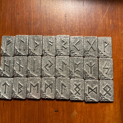 Pewter Metal Rune Set 24pc Elder Futhark - Etsy