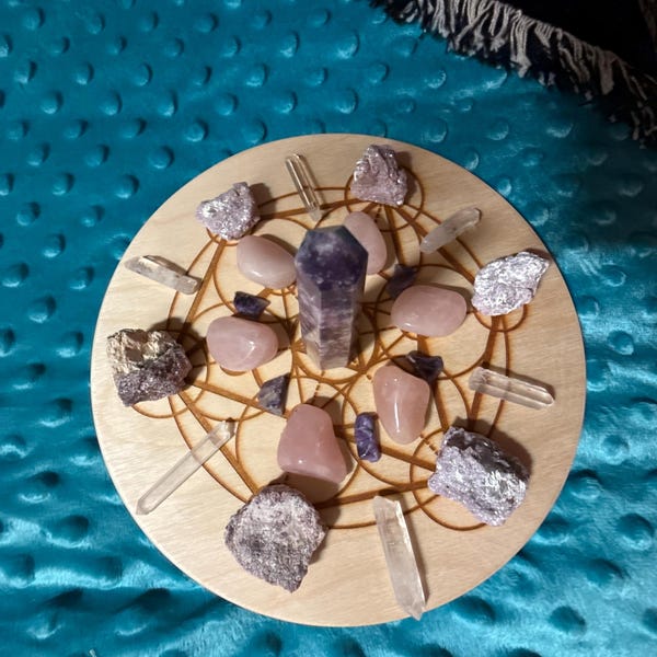 Torus Crystal Grid Board, Good Vibes Crystal Grid Board, Wood Crystal ...