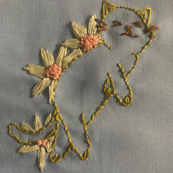 Cat Embroidery Pattern: Beginner Stitches Tutorial (PDF Download) - Etsy