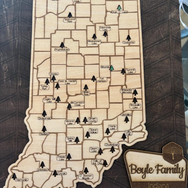 Michigan State Parks Map – Wooden Laser Engraved With Tree Markers ...