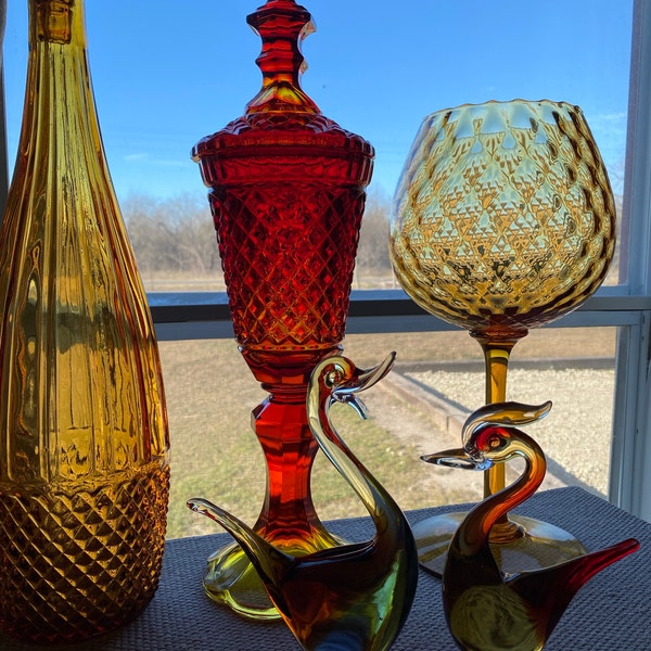 Victorian Green & Clear Glass Peacock Eye Trails / Cairngorm Bowl - Etsy