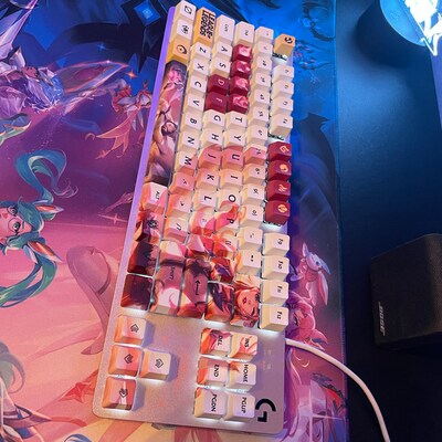 KDA All Out Seraphine Seraphine Superstar Lol Series Keycap Set, 127 Keys PBT for Mechanical ...