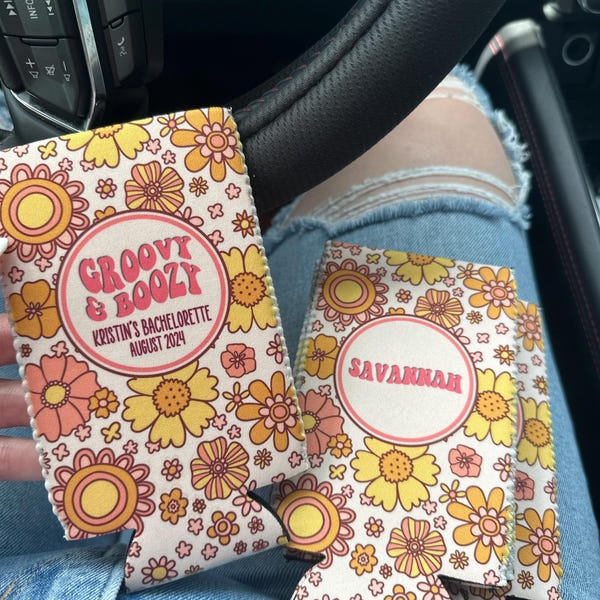 Bachelorette Party Can Cooler Groovy Boozy Theme Flower Power Retro ...