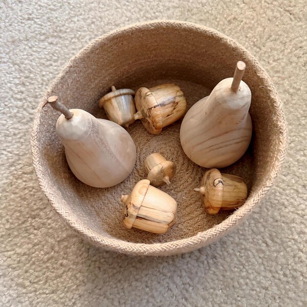 Wooden Acorns - Maple, Hackberry, Bradford Pear, Set of 5, Fall Decor ...