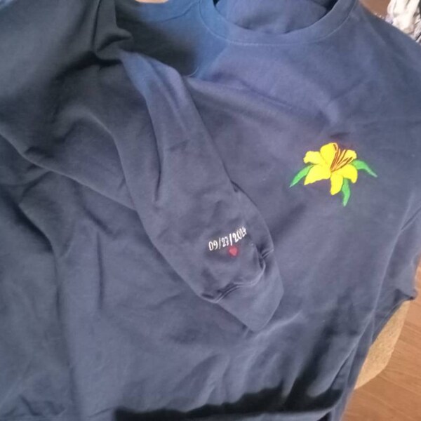 Nature Embroidered Sweatshirt, Pine Tree and Mountain Silhouette ...