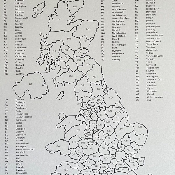 PRINTABLE POSTCODE MAP // Downloadable // Postcode Map // Watermark is ...