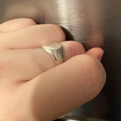 Monogram Signet Ring in Solid Sterling Silver Custom Minimalist ...