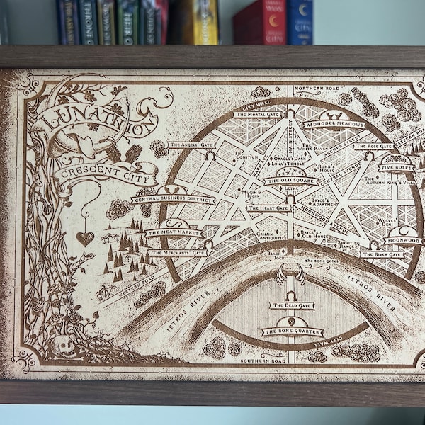 Crescent City Map, Wood Engraved Map of Lunathion, Updated for Book 3 ...
