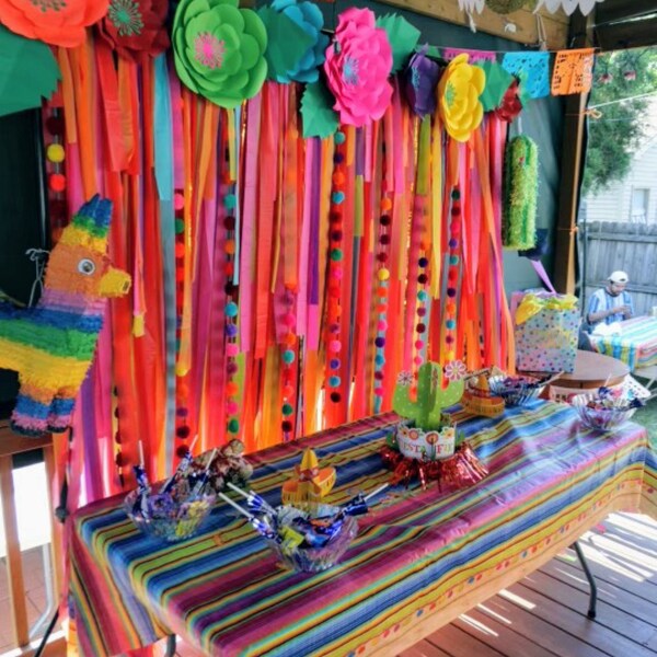 Fiesta Backdrop, Fiesta Decorations, Streamer Backdrop, Fringe Backdrop ...