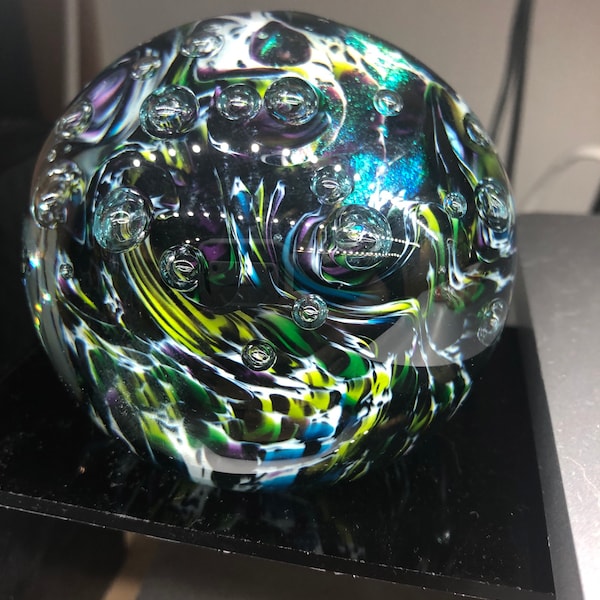 Northern Lights-rd / Hand Blown Glass Paperweights - Etsy