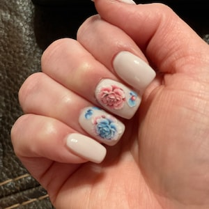Nail Decal 2D Foliage/ White Flowers/ Floral/ Flower Nails/ Nail Art ...