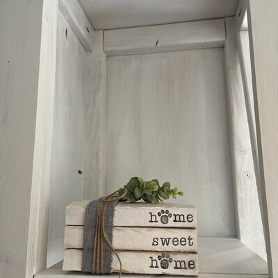 Hand Stamped Book Stack Home Sweet Home - Etsy