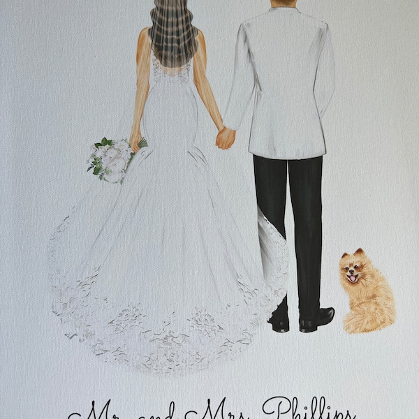 Personalized Bride and Groom Dog Portrait Art PRINT | 2025 Custom ...