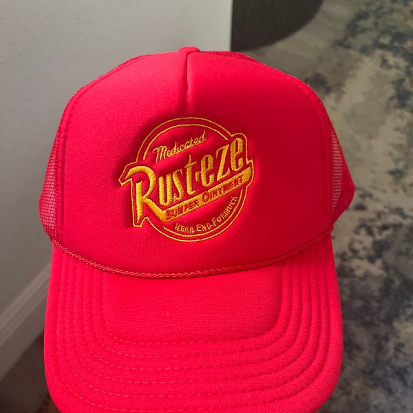 RUSTEZE Custom Trucker Adjustable Cap Disney Cars Hat| Red Hat ...