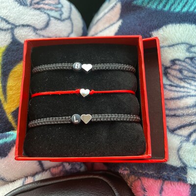 Custom Beaded Initial Bracelets Personalized Couples Bracelet Set ...