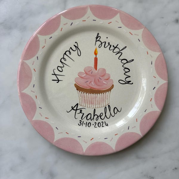 Happy Birthday Plate | Personalised Plate | Hand-painted Plate ...