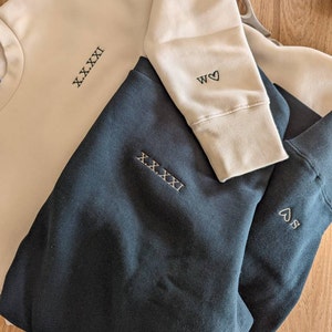 Personalised Cuff Embroidered Hoodie Custom Text Matching Sweatshirt ...