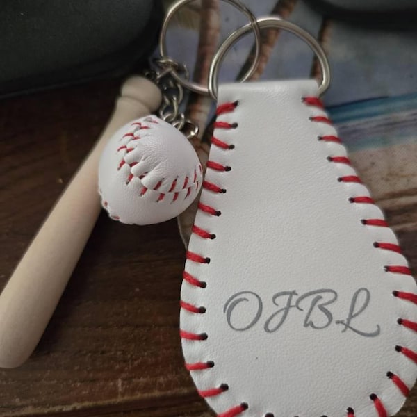 Personalized Leather Baseball Keychain, Groomsmen Mini Baseball ...