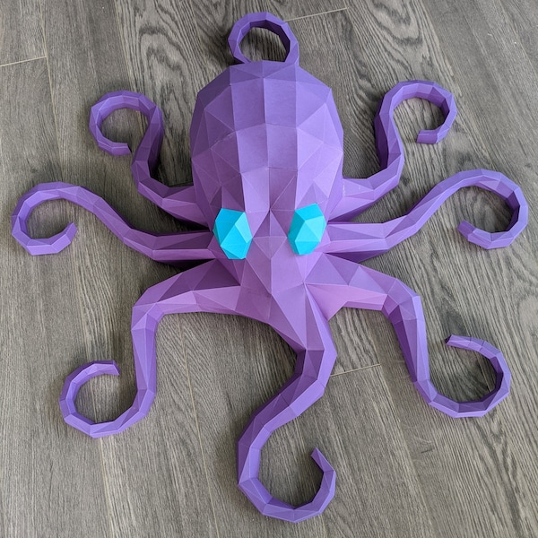 Octopus Sculpture - Unique Papercraft Wall Art, Low Poly Trophy, DIY ...