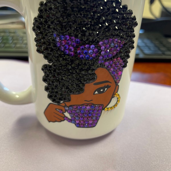 Mug, Bling Mug, Cup, Rhinestone Mug, Glass Rhinestones, Ceramic Mug ...