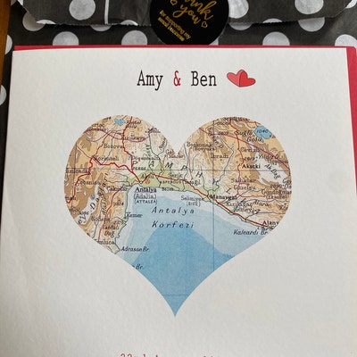 Special Location Map Card Personalised Anniversary Card - Etsy UK